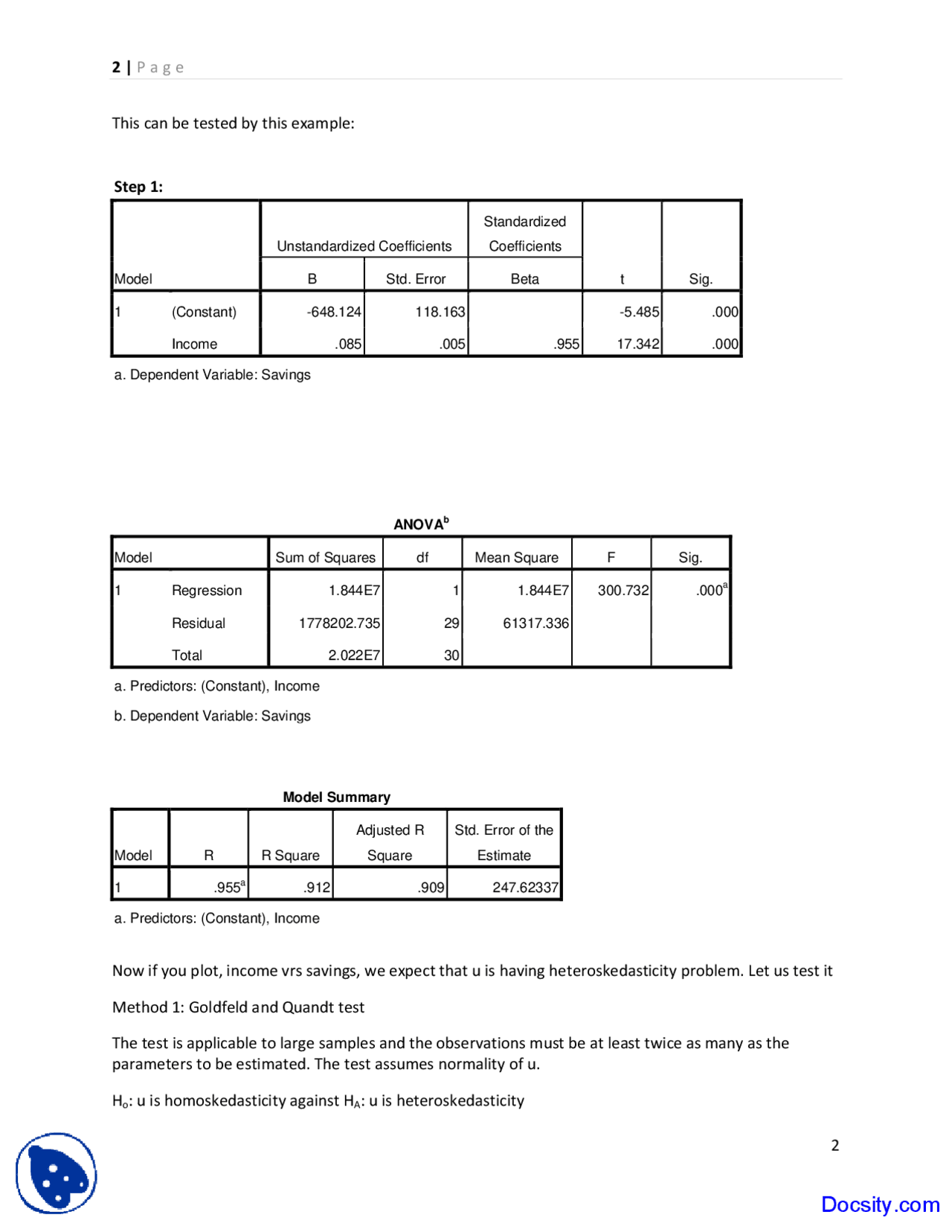 Spearman Rank Correlation Test Econometric Modeling Lecture Notes