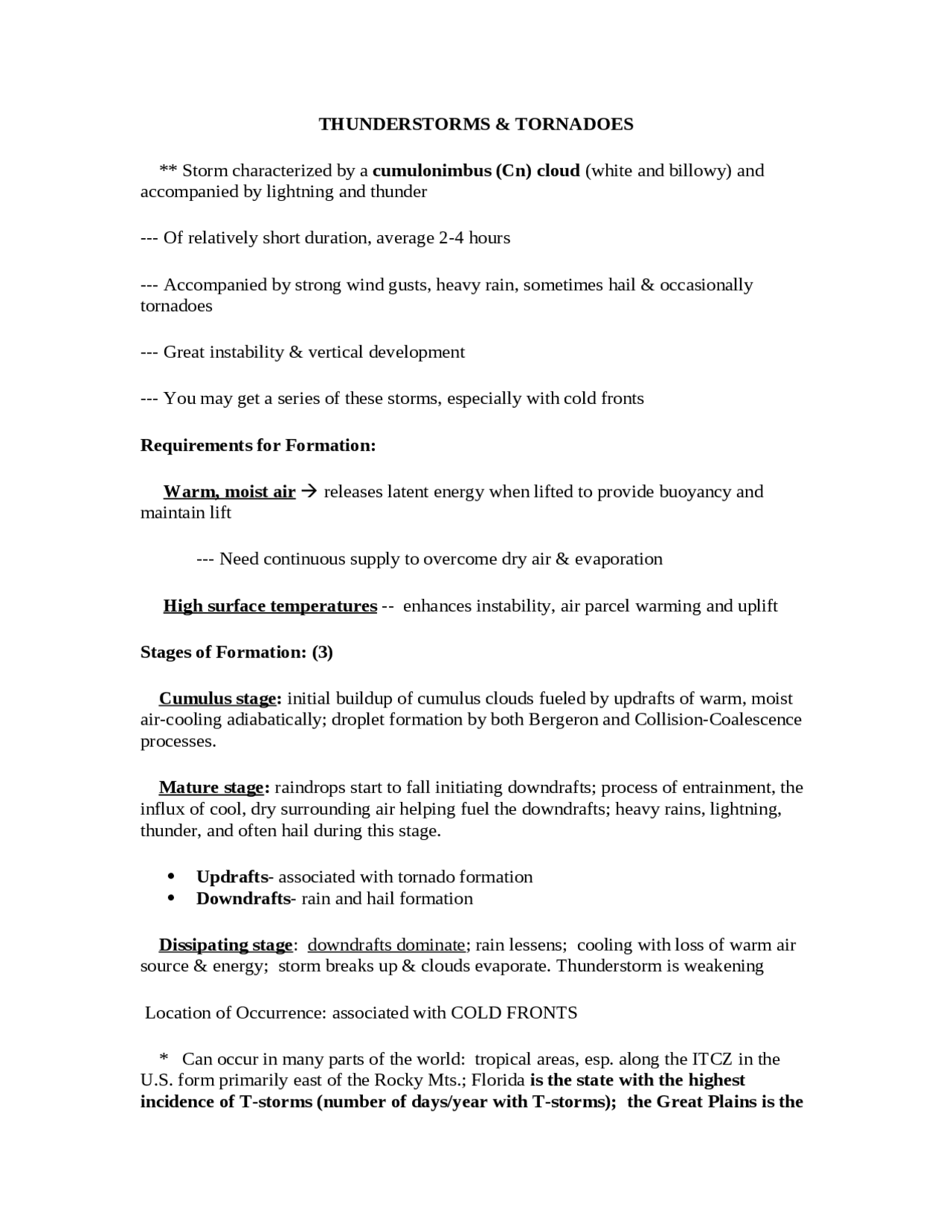 Thunderstorms and Tornadoes - Notes | GEOG 1112 | Study notes Geography ...