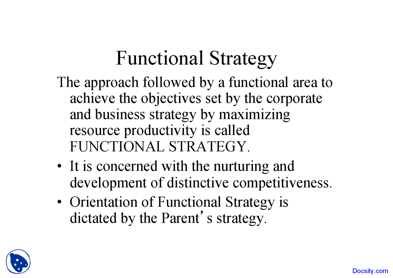 Functional Strategy Six Sigma Lecture Slides Docsity