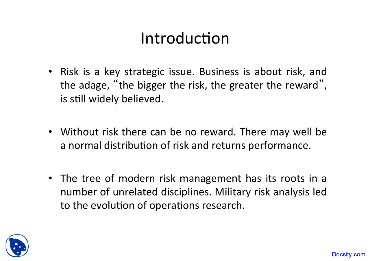 Strategic Risk Six Sigma Lecture Slides Docsity