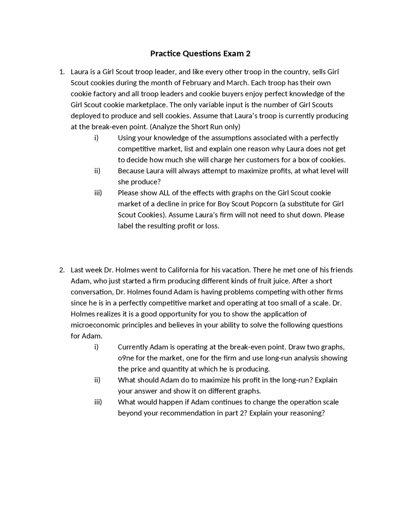 Practice Problems On Principles Of Microeconomics Test 2 Econ 1123