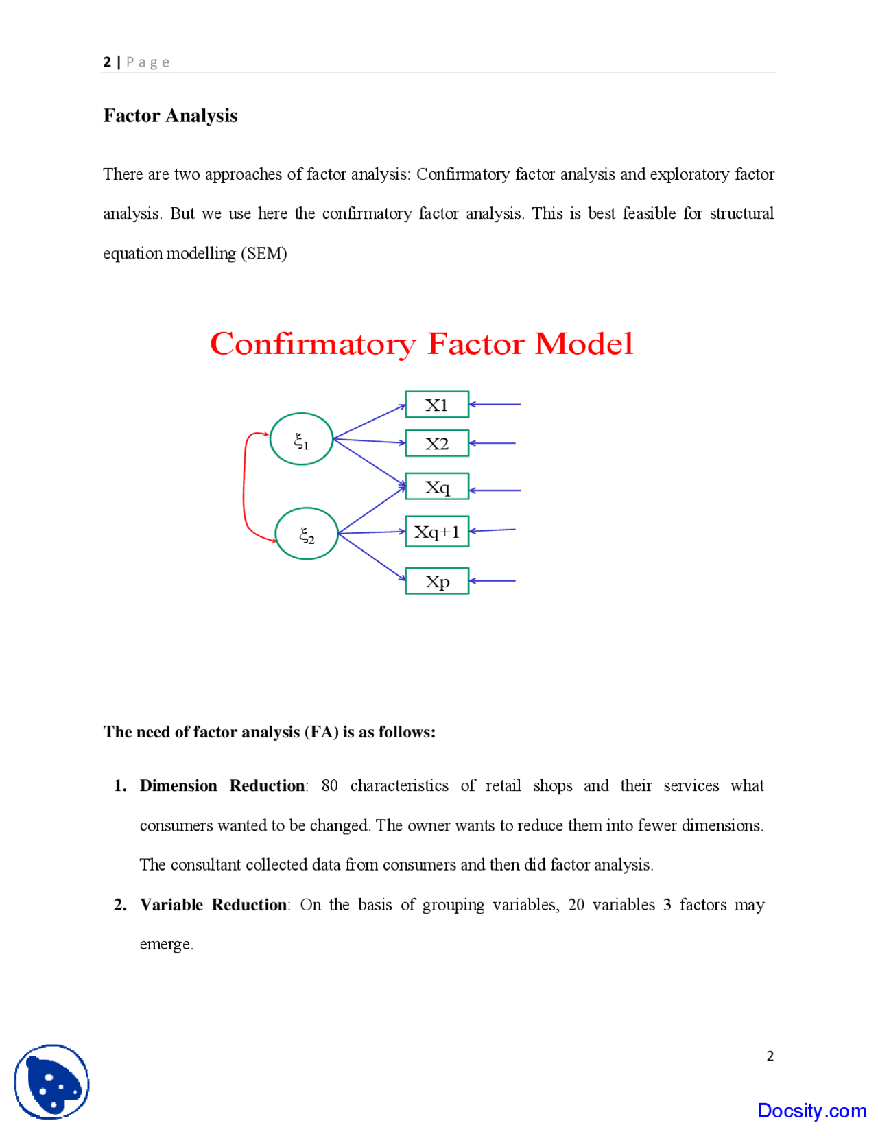 Factor Analysis Econometric Modeling Lecture Notes Docsity