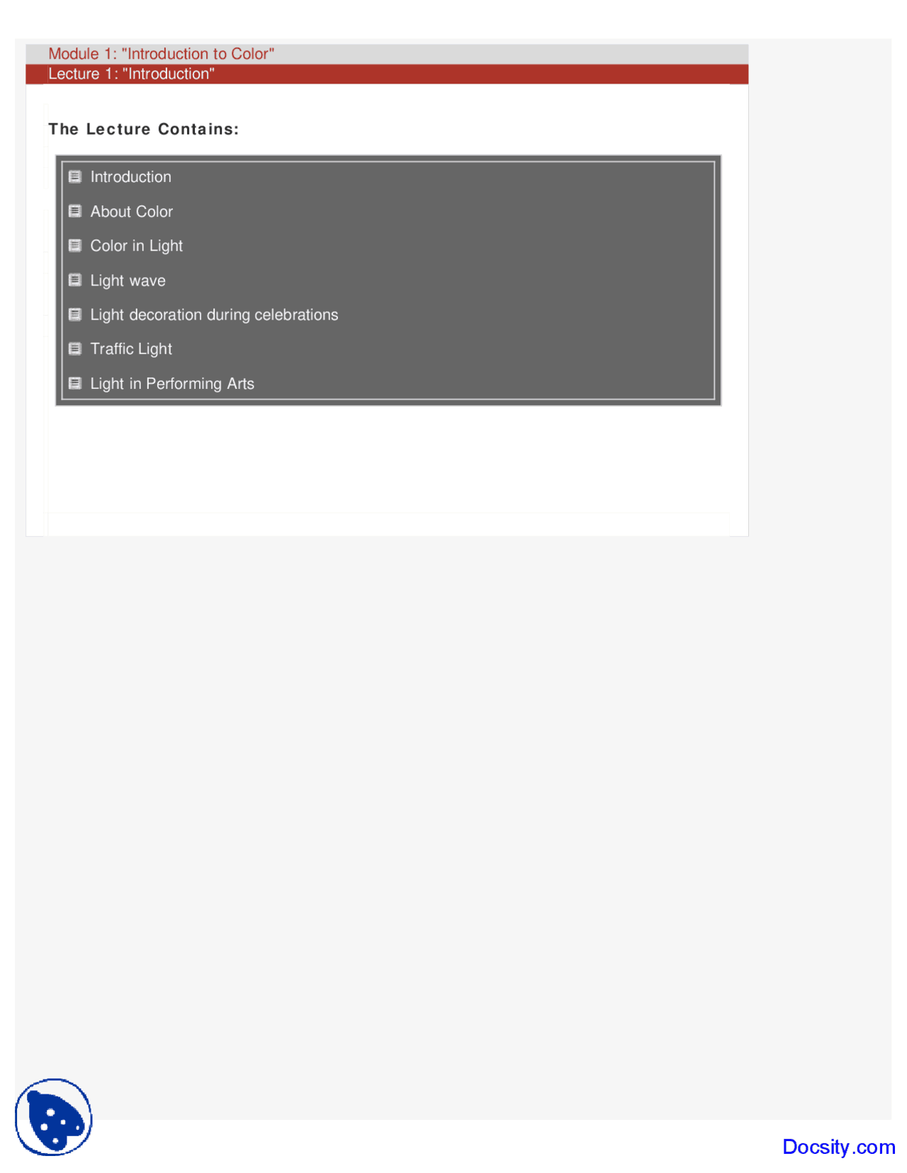Introduction To Color Color In Design Lecture Slides Docsity