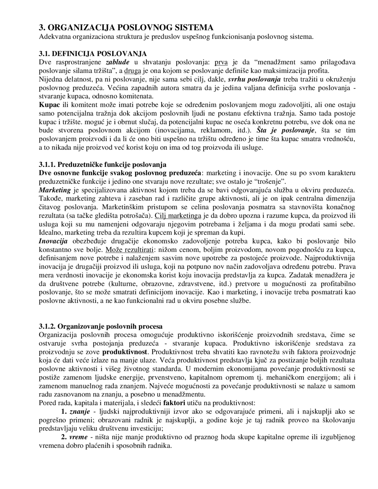 Organizacija Poslovnih Sistema Skripta 1 Skripta Osnovi Organizacije