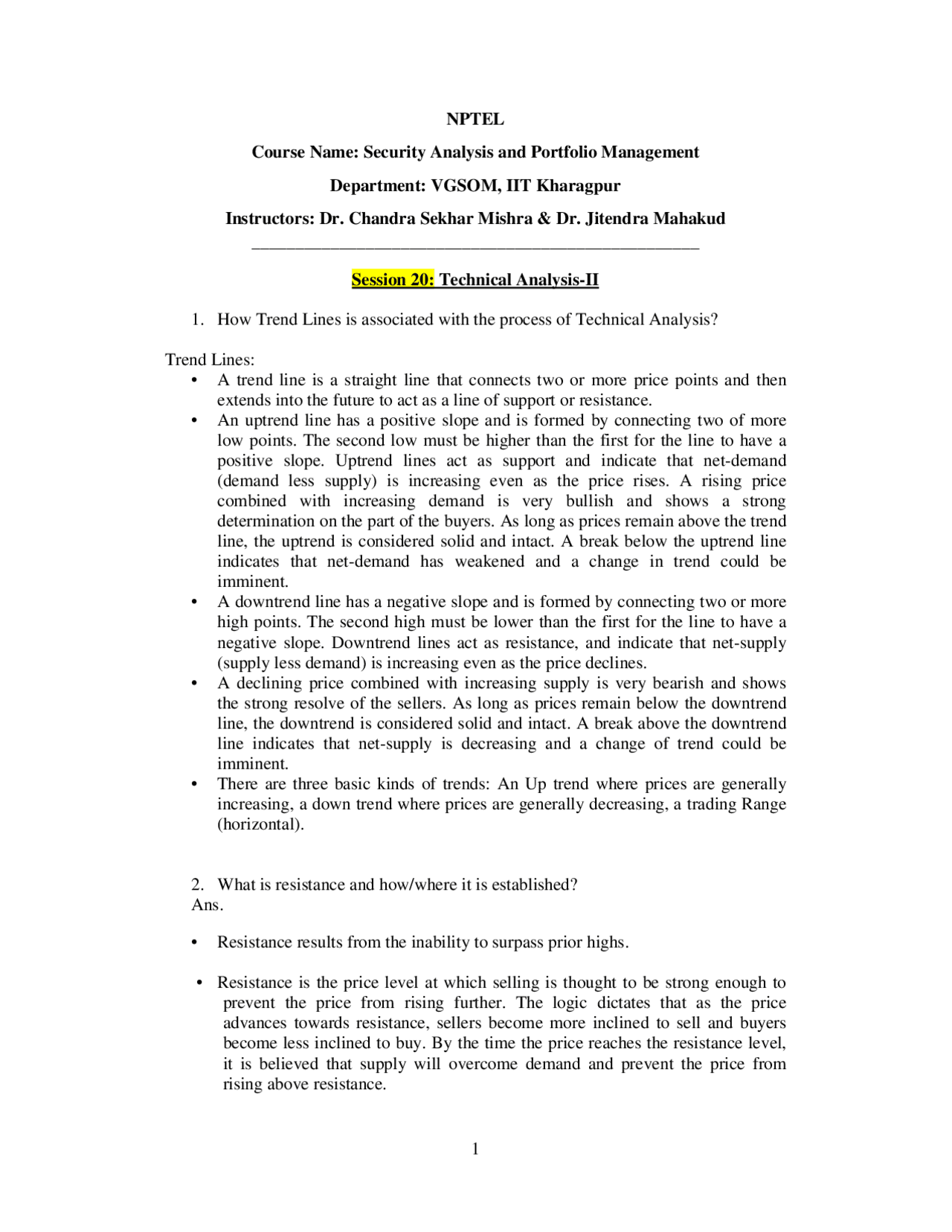 Process Of Technical Analysis Security Analysis And Portfolio