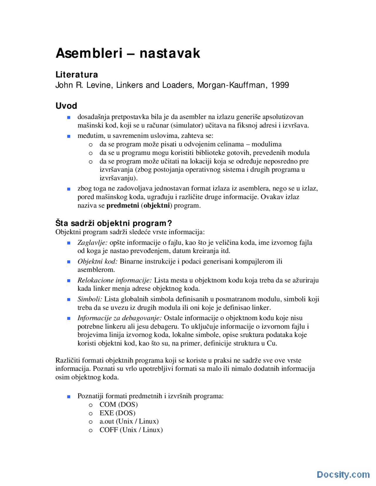 Asembleri Skripta Sistemsko Programiranje Informatika 2 Rezime