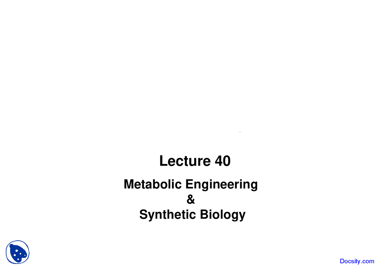 Metabolic Engineering Eukaryotic Gene Expression Lecture Sildes