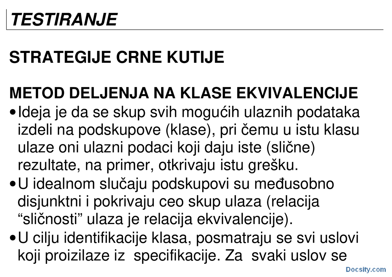 Testiranje Slajdovi Sistemsko Programiranje Informatika 1 Slajdovi