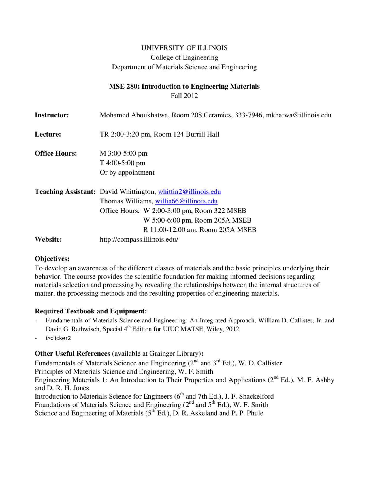 Introduction To Engineering Method Class Material Mse 280 Docsity