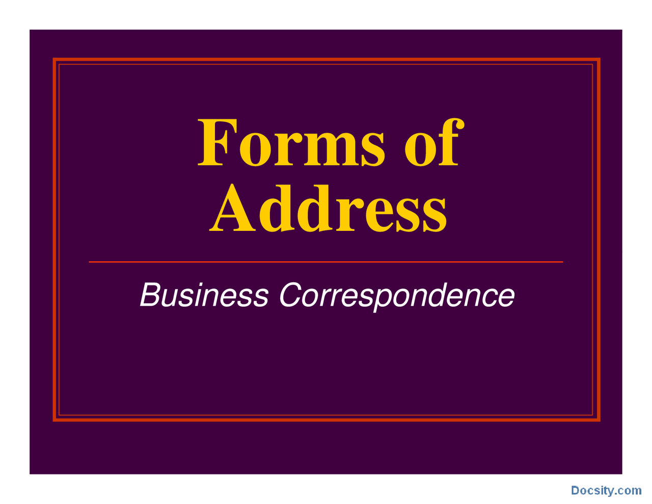 Forms Of Address Slajdovi Engleski Jezik 1 Fakultet Organizacionih