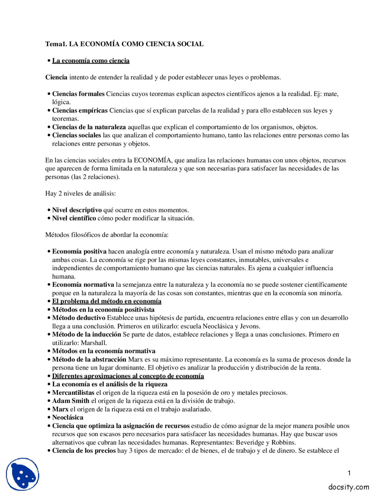Economía Como Ciencia Social Apuntes Economía Aplicada Docsity