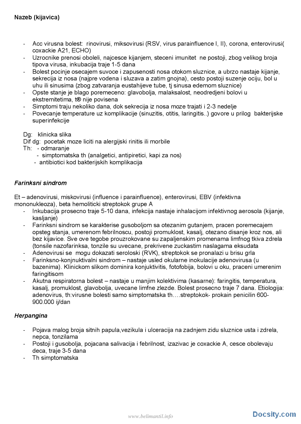 Nazebi-Skripta-Interna medicina-Medicina | Rezime od Prva pomoć | Docsity