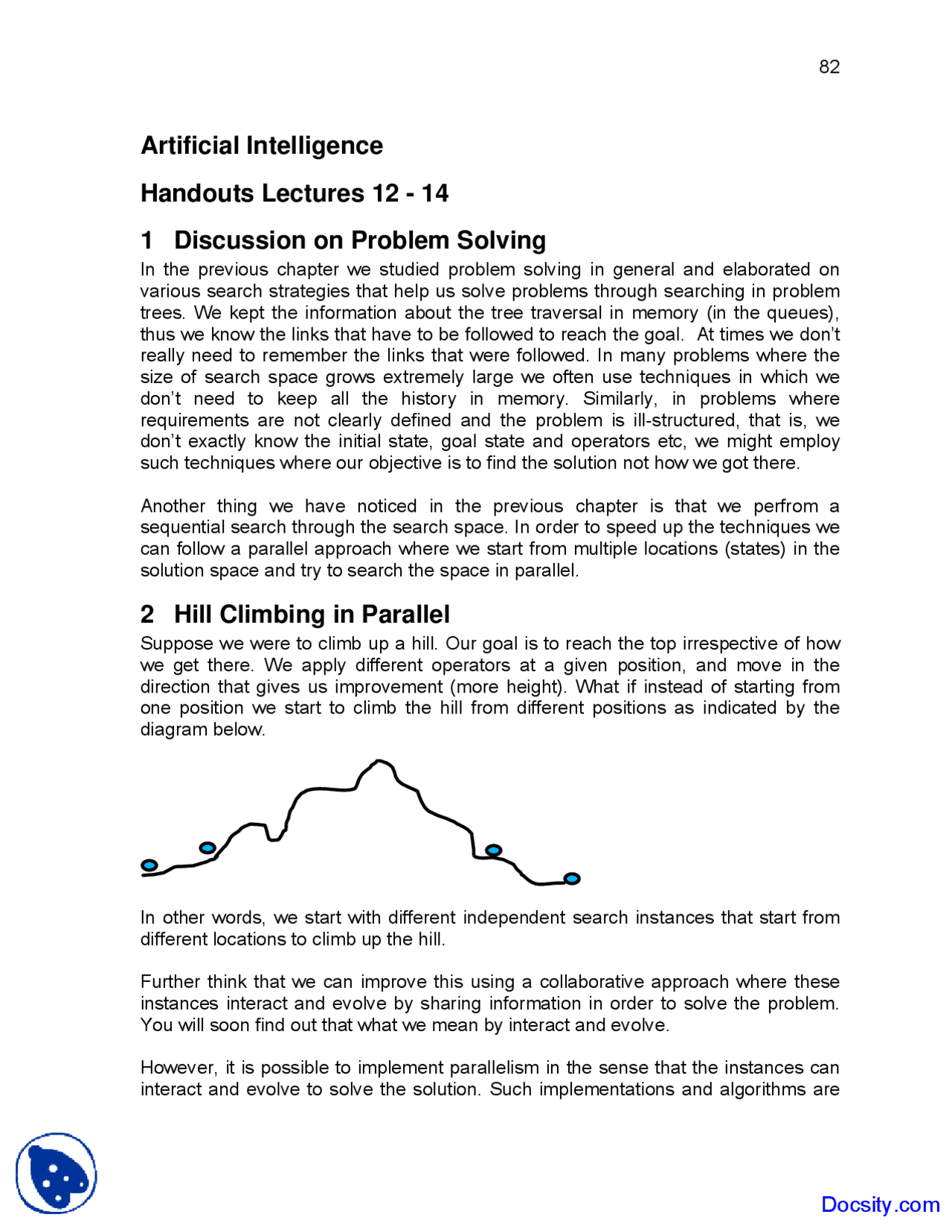 Discussin On Problem Solving Artificial Intelligence Lecture Notes