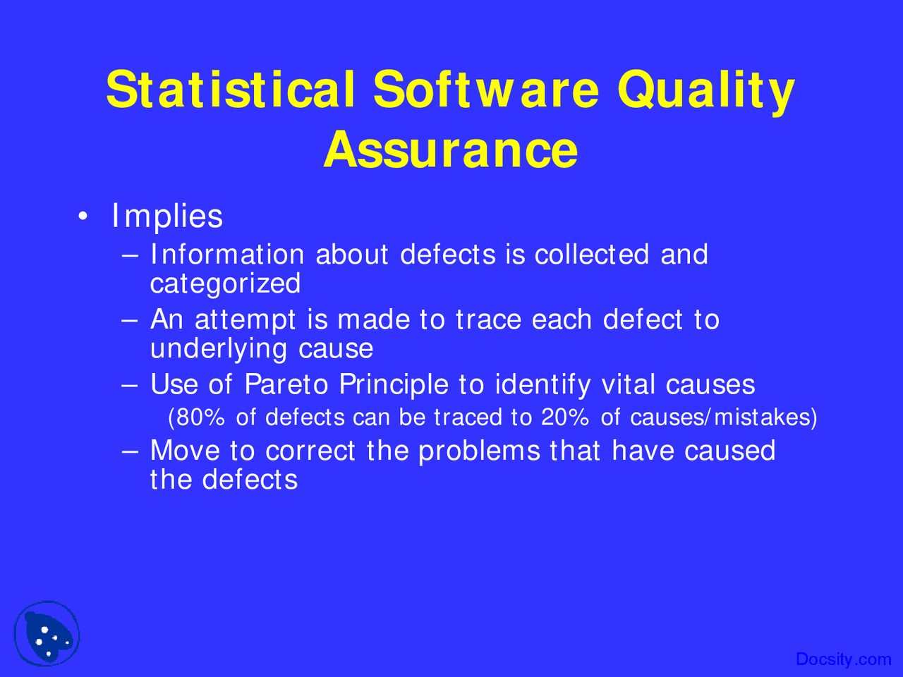 Statistical Software Quality Assurance Project Management Lecture