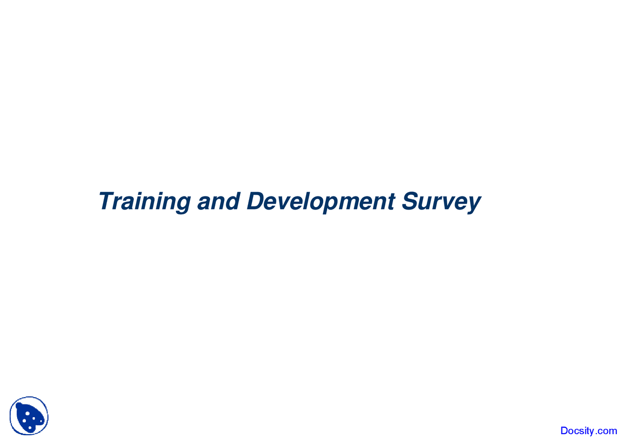 Training And Development Survey Human Resource Development Lecture