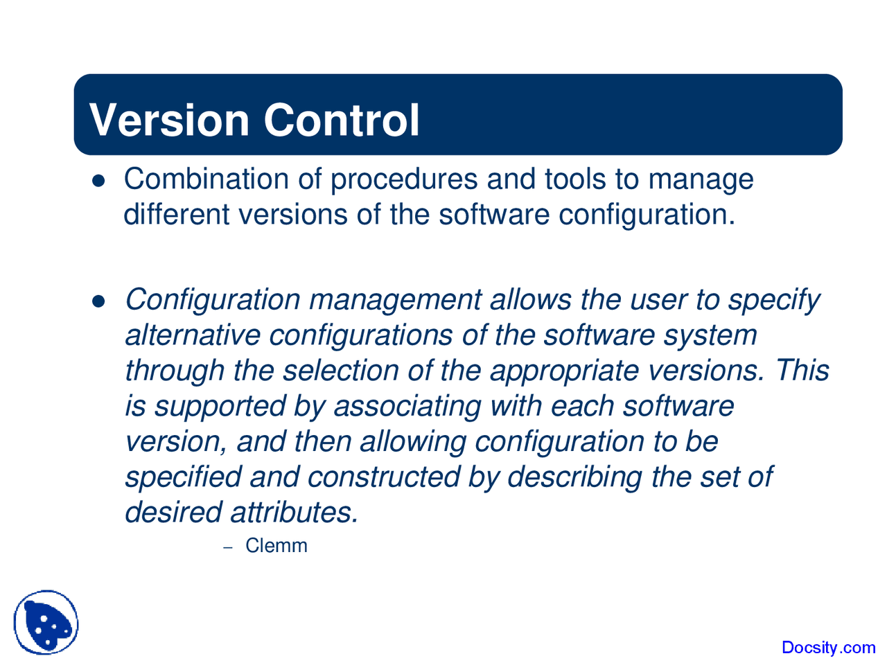 Version Control Software Management Lecture Slides Docsity