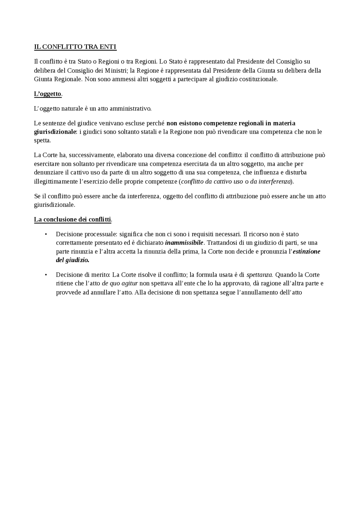 Il Conflitto Tra Enti Funzioni Della Corte Appunti Di Diritto