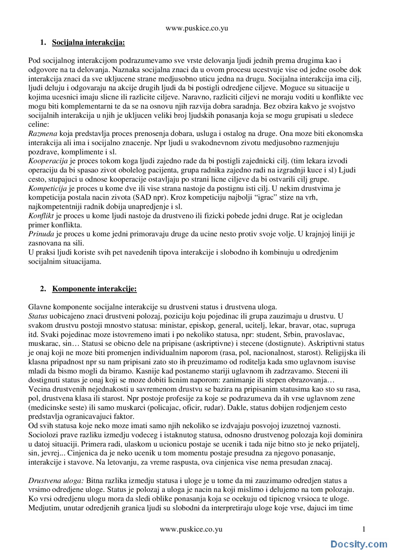 Interakcije-Skripta-Sociologija1-Fakultet organizacionih nauka (2) | Rezime' predlog Opšta ...