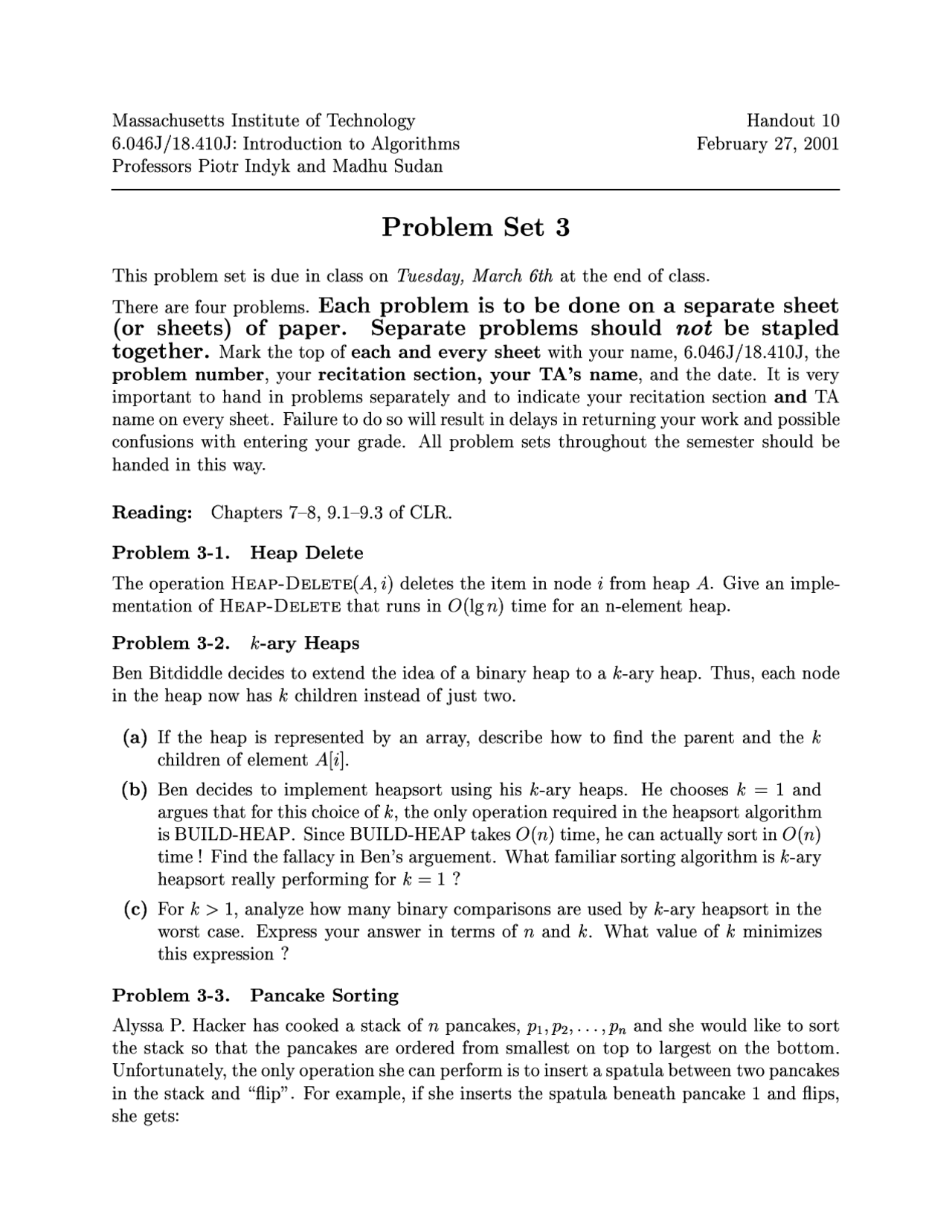 Heap Delete Introduction To Algorithms Quiz Docsity