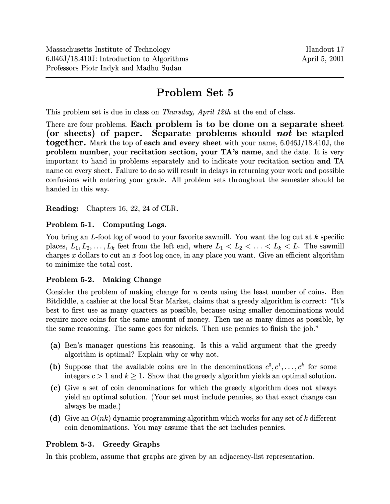 Computing Logs Introduction To Algorithms Quiz Exercises