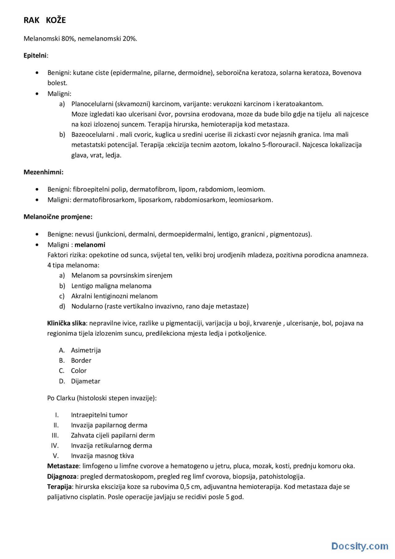 RAK KOZE-Beleska-Onkologija-Medicina | Beleške' predlog Onkologija ...