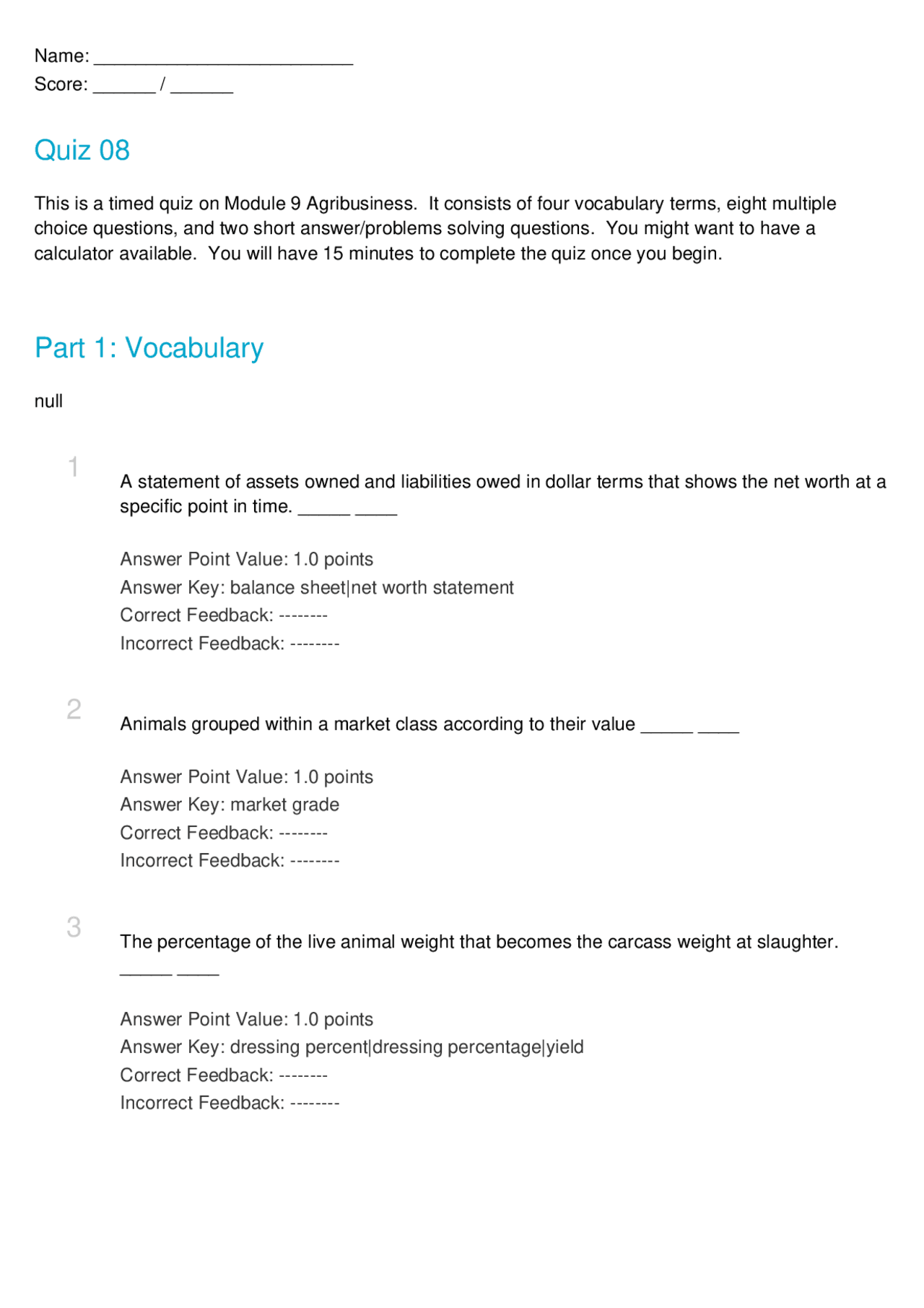 Vocabulary for Intro Animal and Poultry Science | APSC 1454 - Docsity