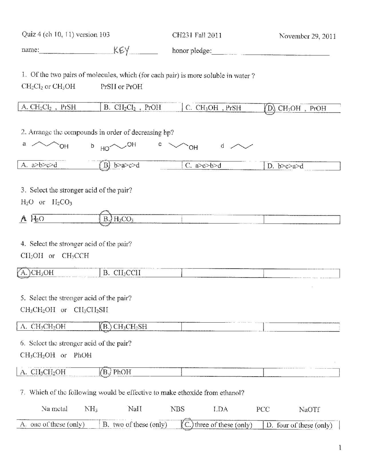 16 Solved Mcqs On Elementary Organic Chemistry I Quiz 4 Ch 231