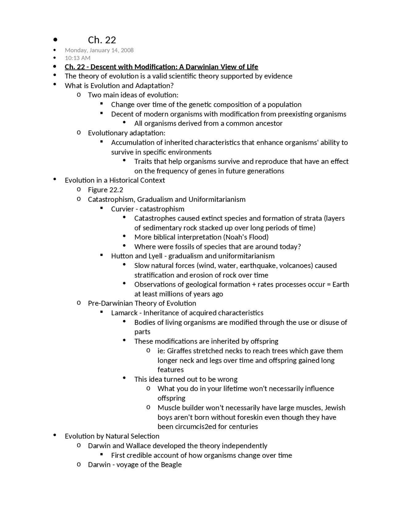 Descent With Modification A Darwinian View Of Life Biol 1202 Docsity