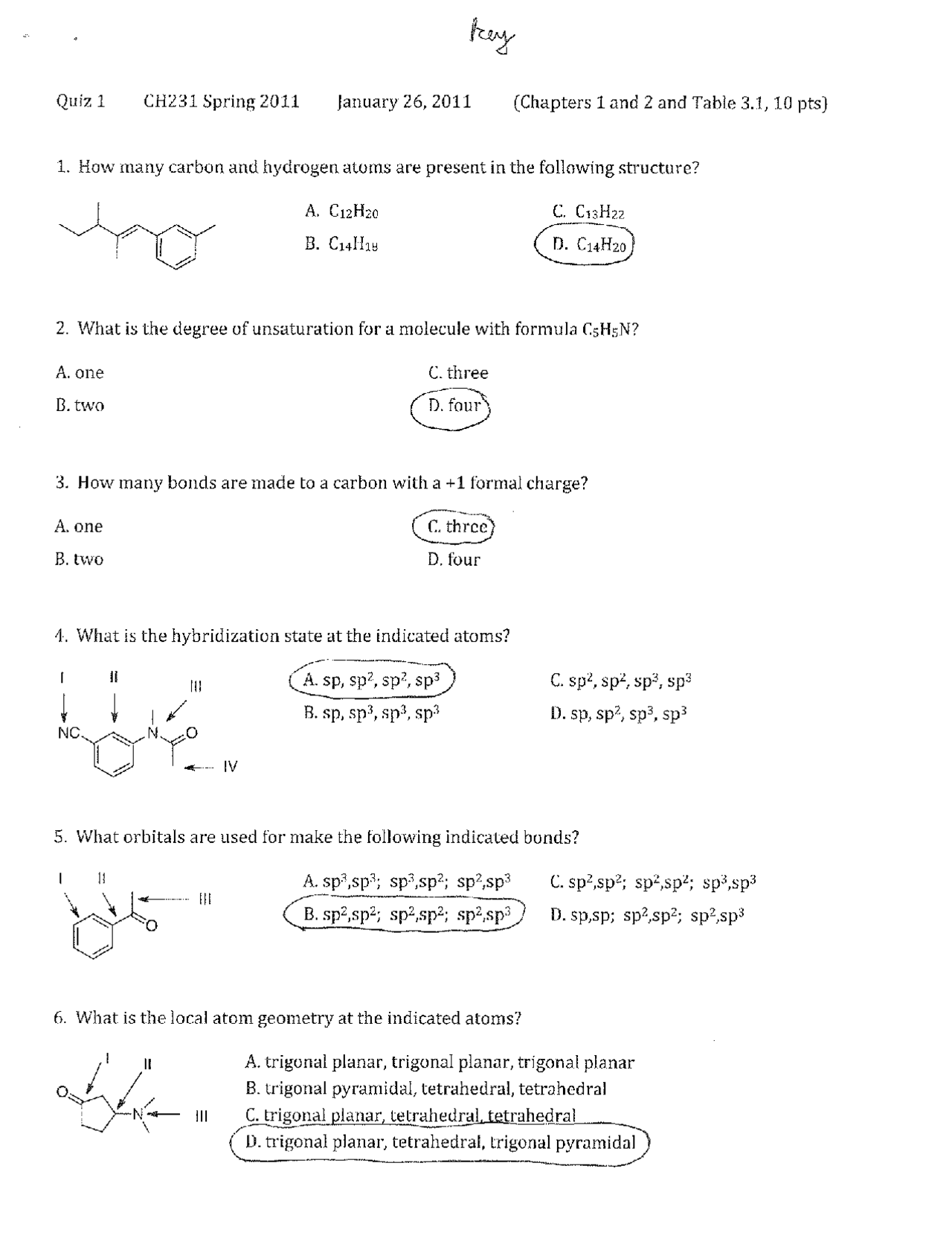 10 Solved Problems On Elementary Organic Chemistry I Quiz 1 Ch 231