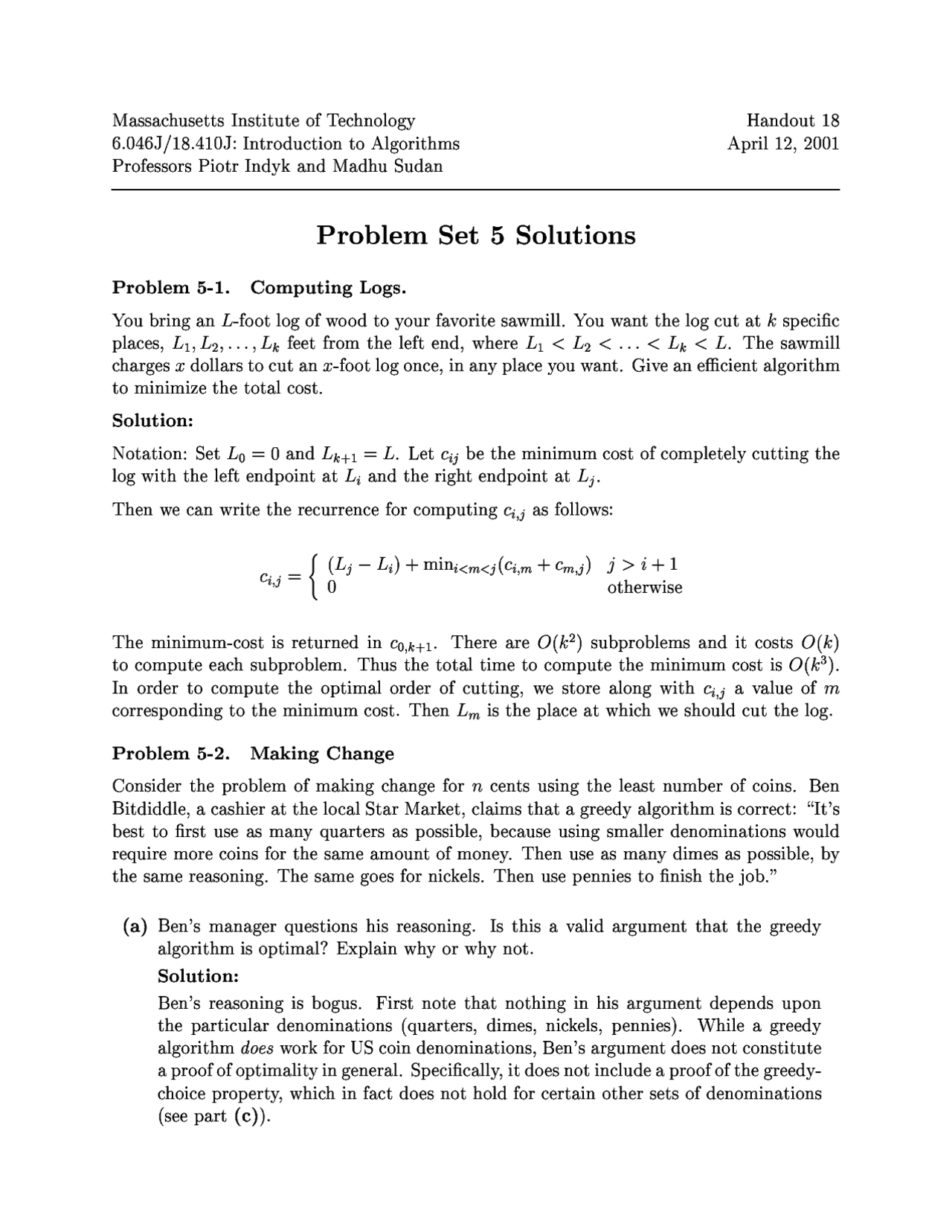 Computing Logs Introduction To Algorithms Solved Quiz Docsity