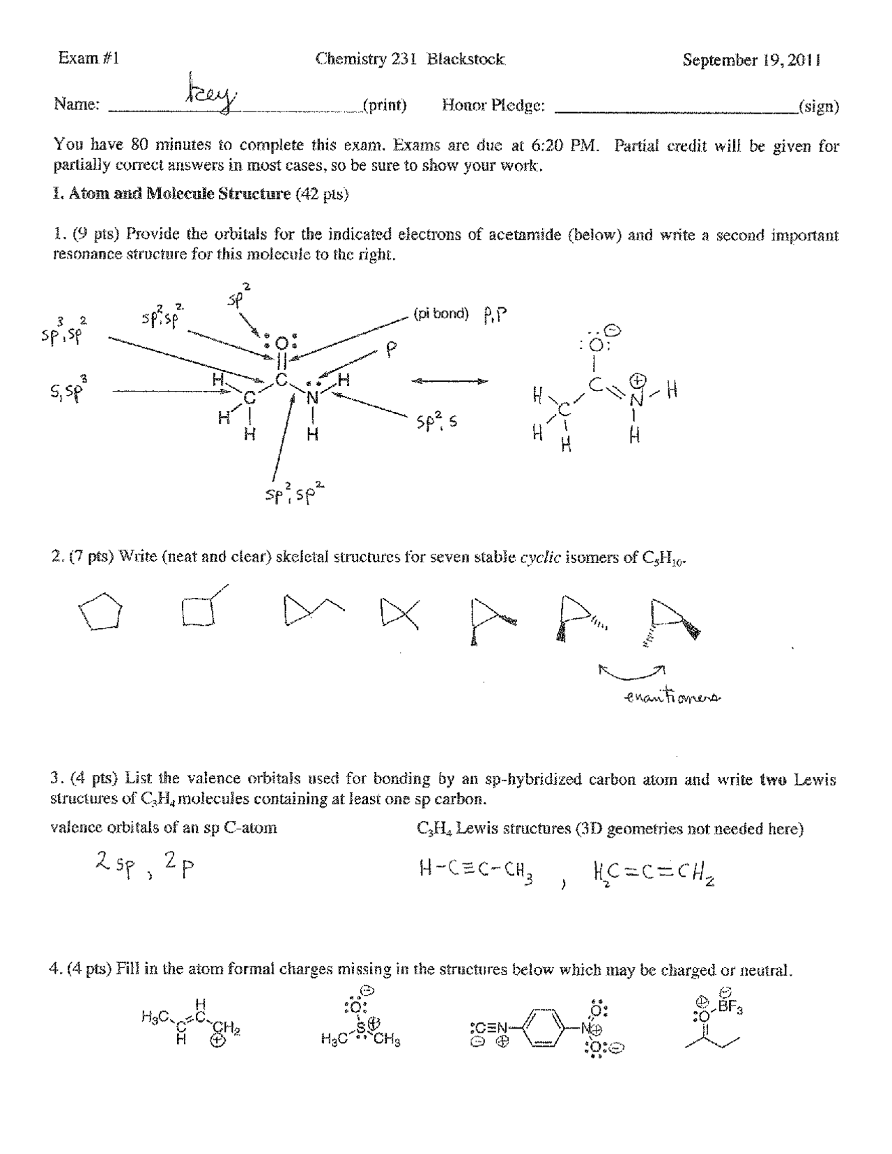 Solved Questions On Elementary Organic Chemistry I Test 1 Ch 231