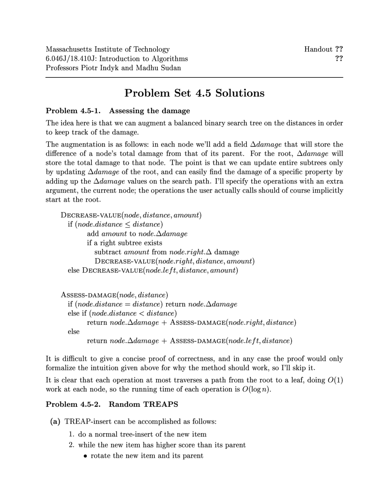 Assessing the Damage - Introduction to Algorithms - Solved Quiz - Docsity