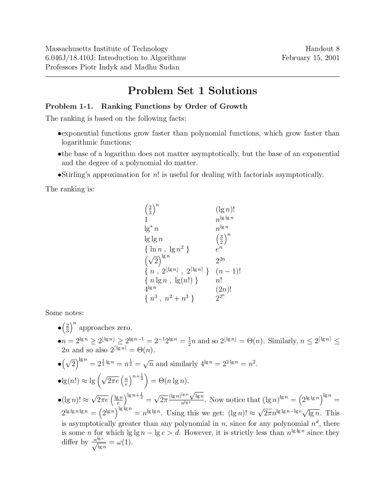 Ranking Functions Introduction To Algorithms Solved Quiz