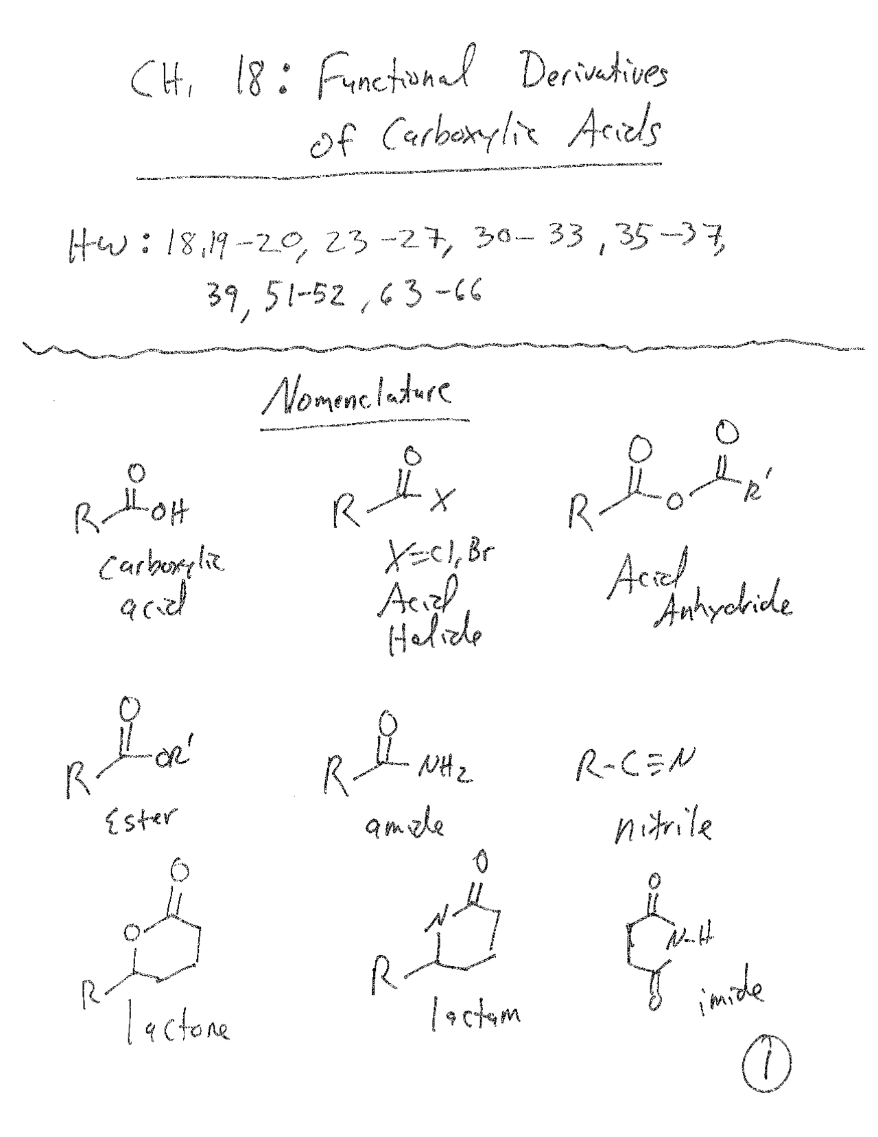 Functional Derivatives Of Carboxylic Acids Ch 232 Docsity