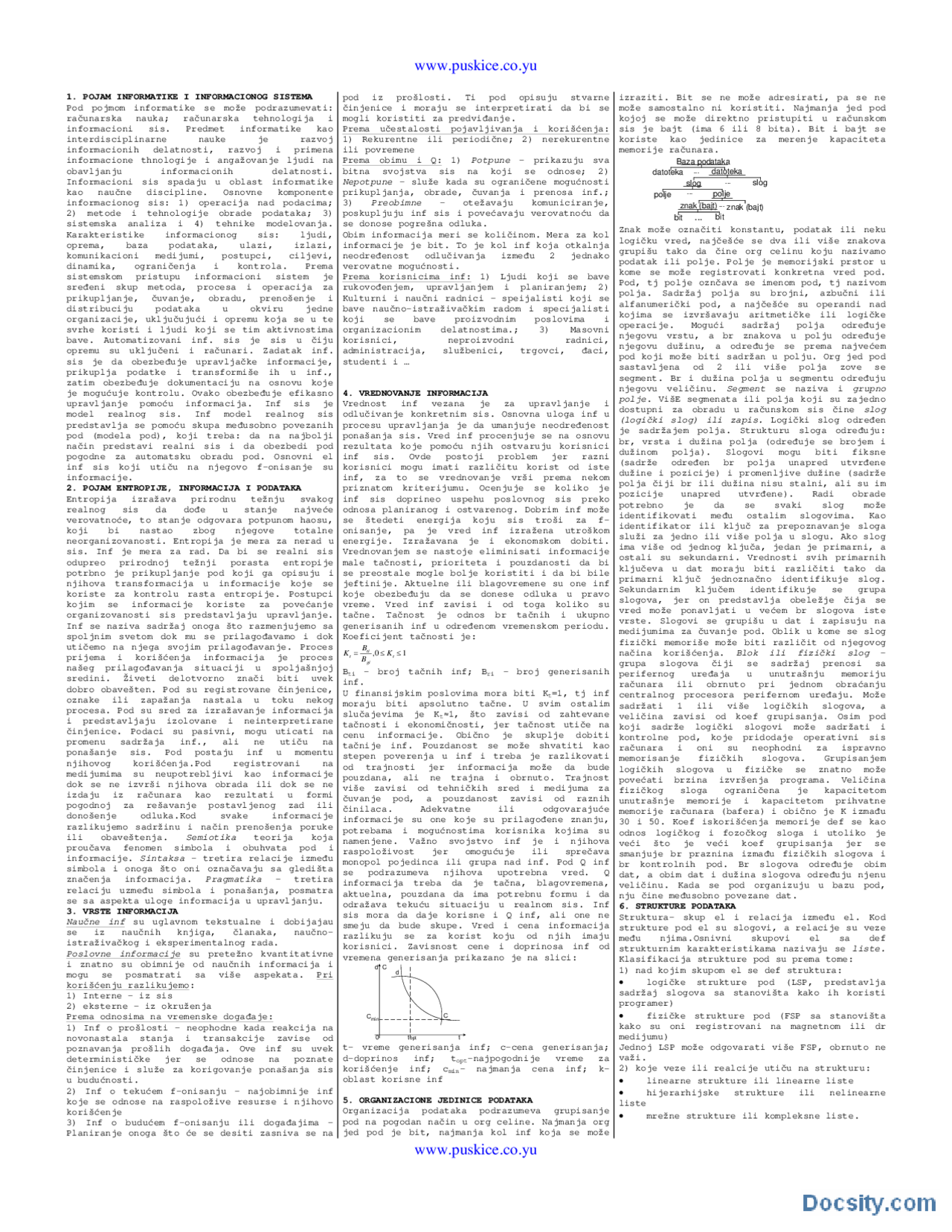 Pojam informatike i informacionih sistema-Skripta-Uvod u informacione sisteme-Fakultet ...