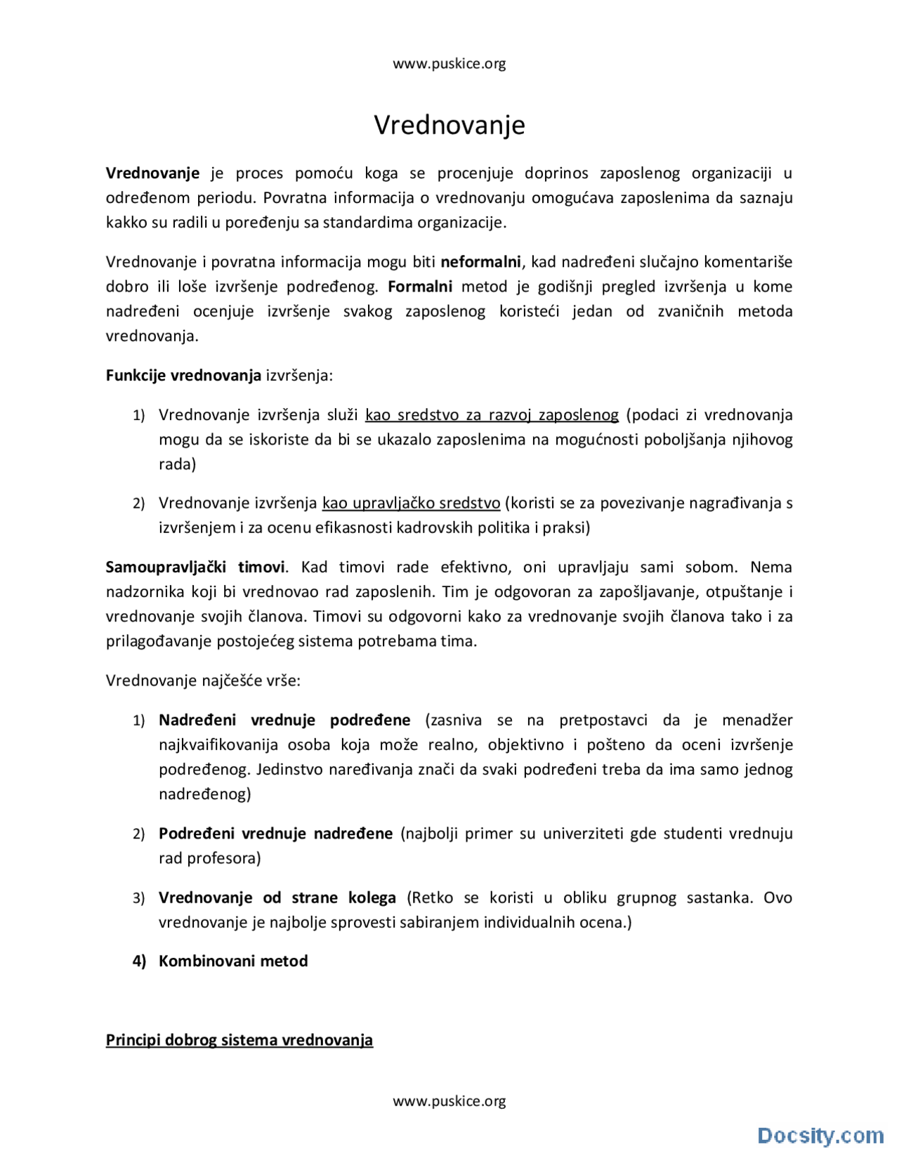 Vrednovanje-Skripta-Menadzment ljudskih resusa-Menadzment2 | Rezime od Menadžment ljudskih ...