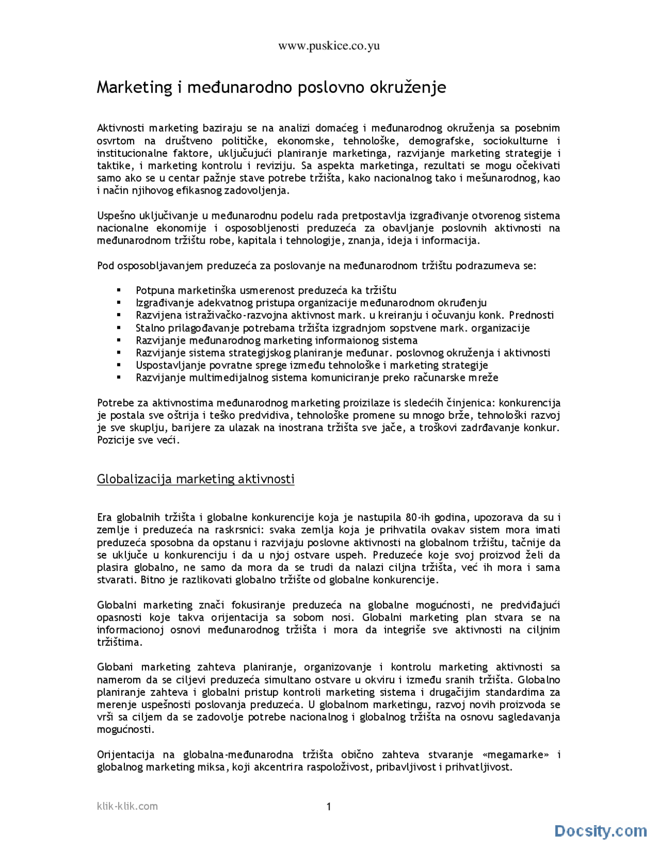 Medjunarodni Marketing Skripta Marketing 2 Informacioni Sistemi2 1