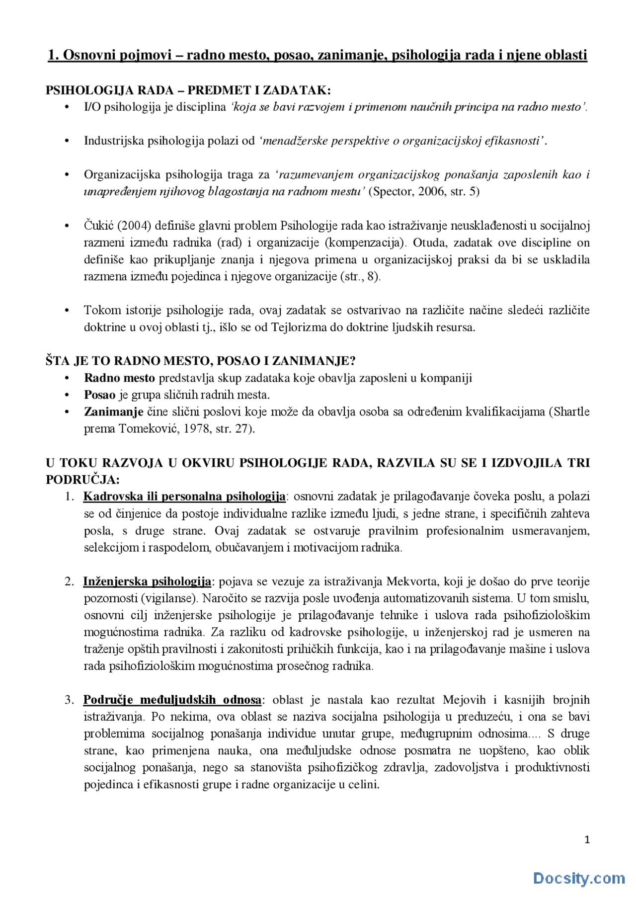 Psihologija Rada Skripta Psihologija Part1 Rezime Predlog Opšta