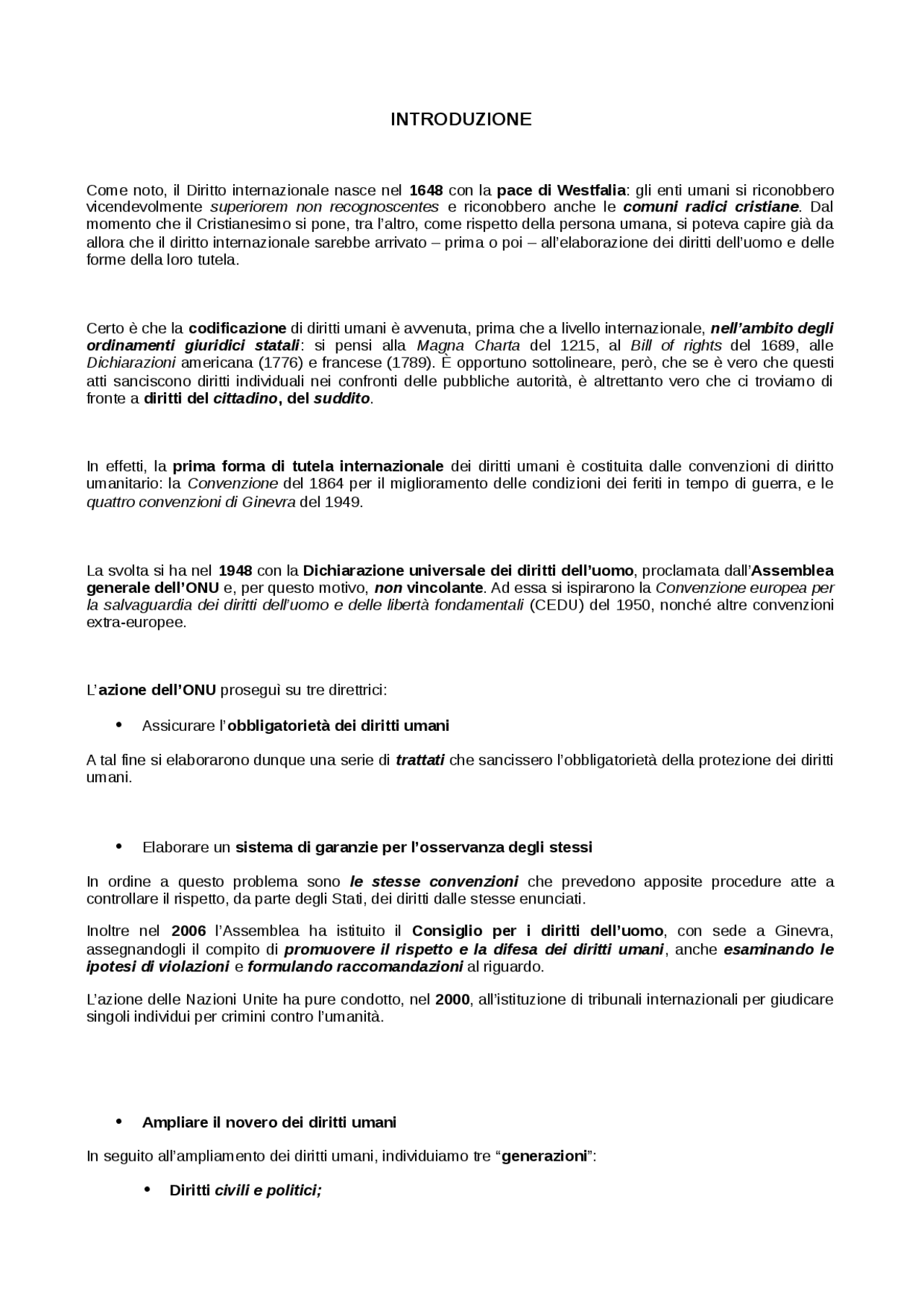 I Diritti Umani Appunti Di Diritto Internazionale Profde Bellis