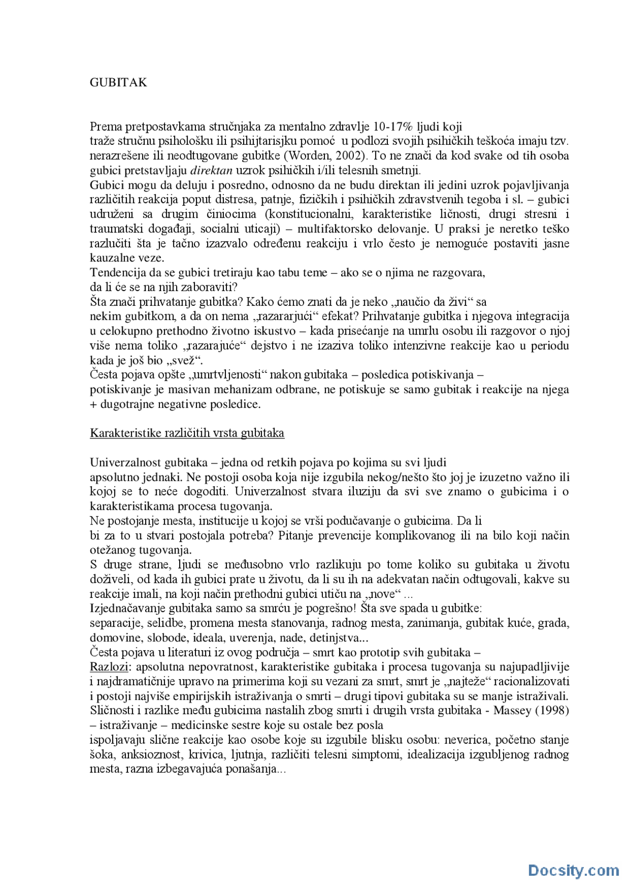 Psihologija Traume I Gubitka Skripta Psihologija Part1 Rezime