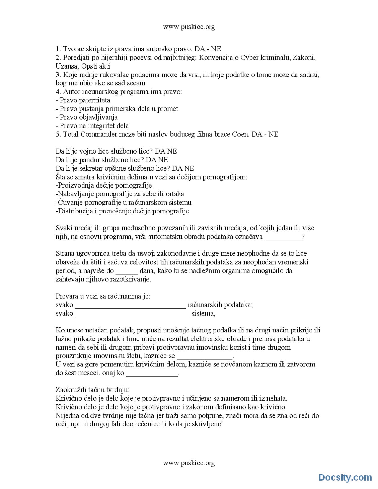 Kolokvijum-Ispit-Pravne osnove informacionih sistema-Informacioni sistemii tehnologije 3 ...