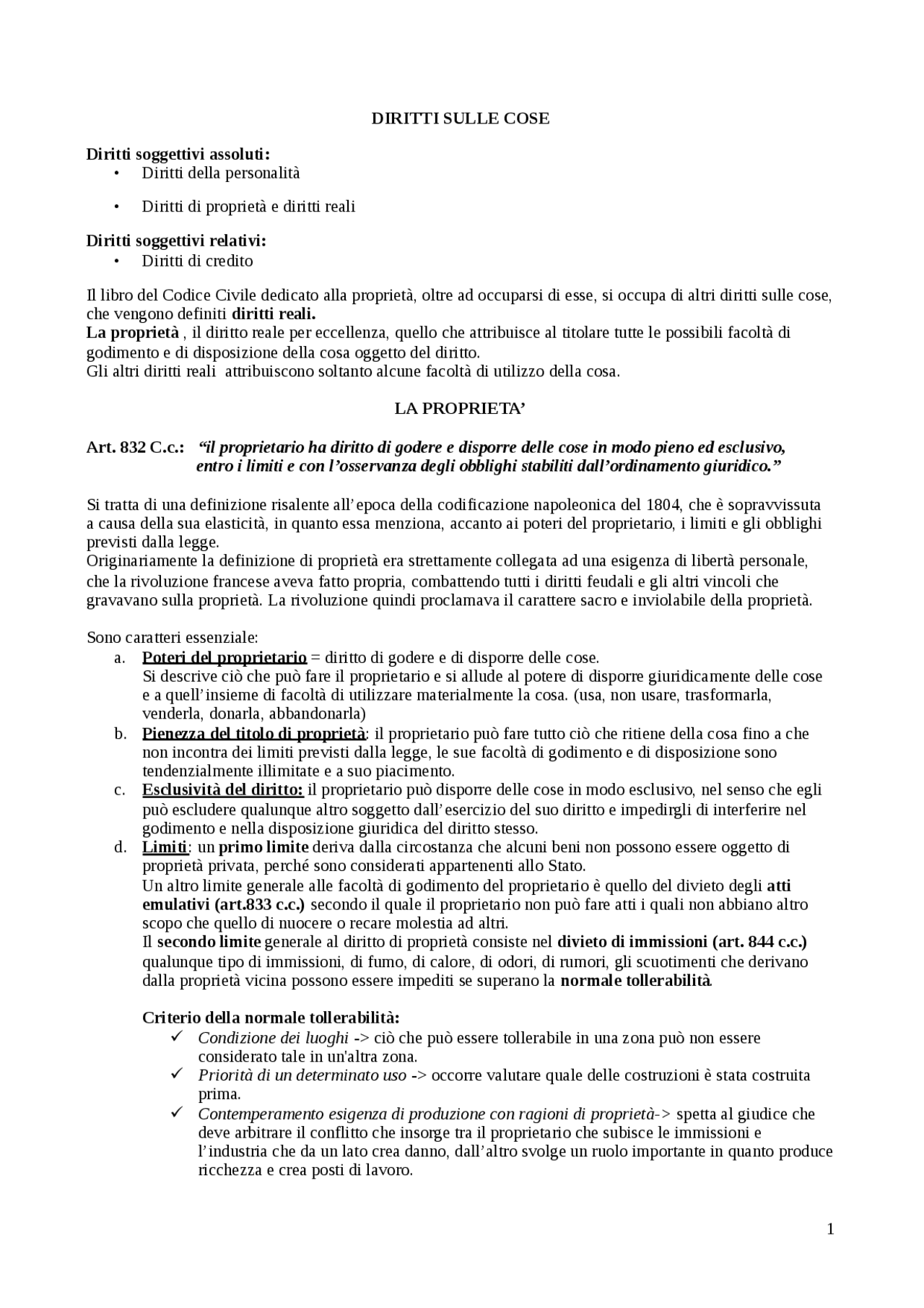 I Diritti Sulle Cose Appunti Di Diritto Privato Docsity