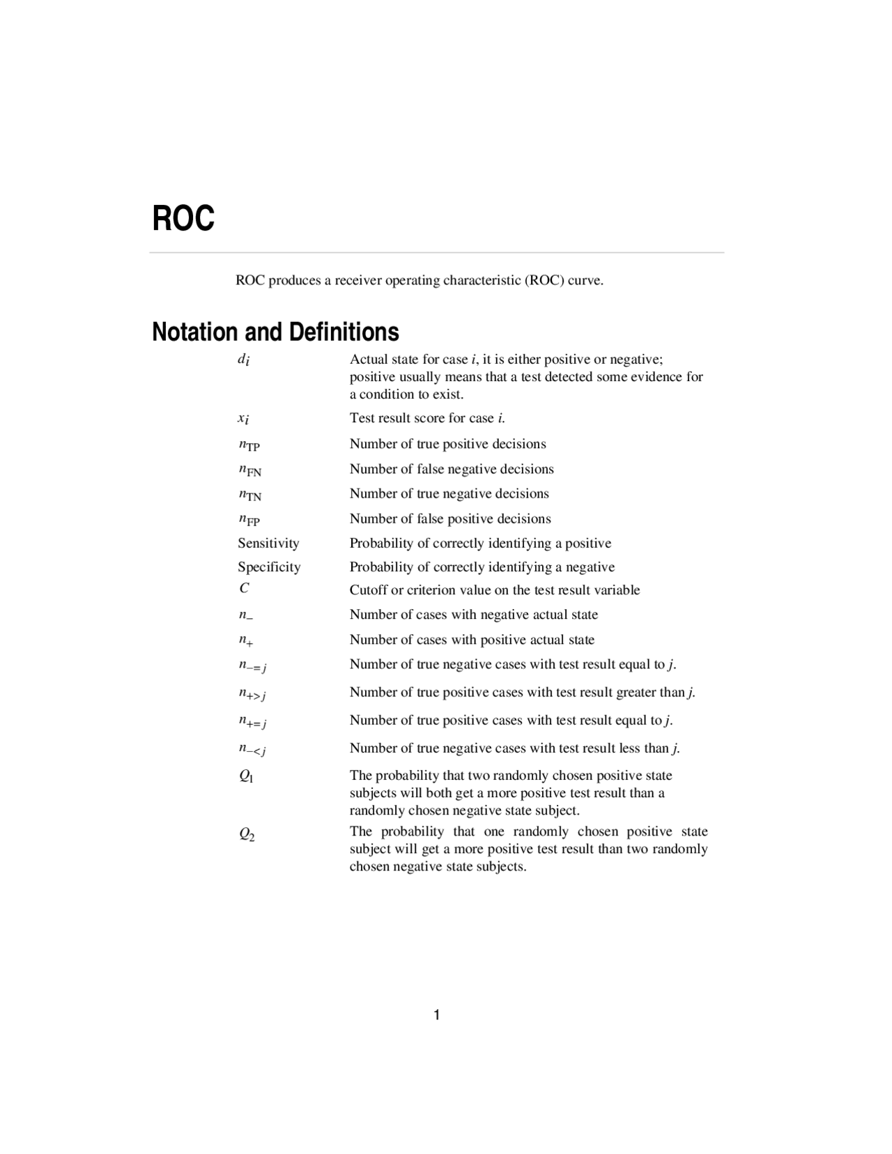 ROC - Mathematics and Statistics - Study Notes - Docsity