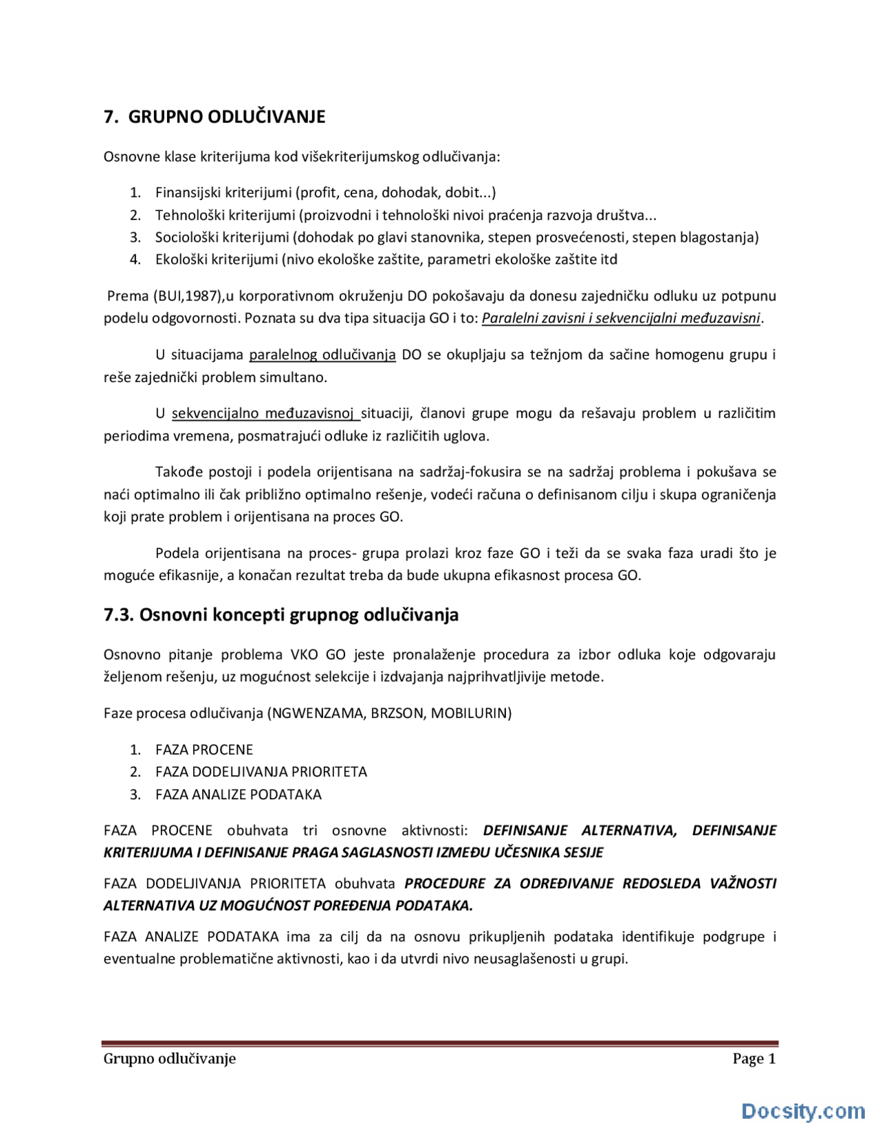 Grupno odlucivanje-Skripta-Teorija odlucivanja-Informacioni sistemii tehnologije 3 (2) | Rezime ...