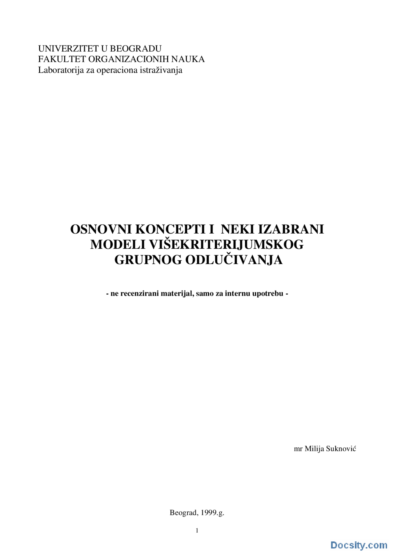 Grupno odlucivanje-Skripta-Teorija odlucivanja-Informacioni sistemii tehnologije 3 (1) | Rezime ...