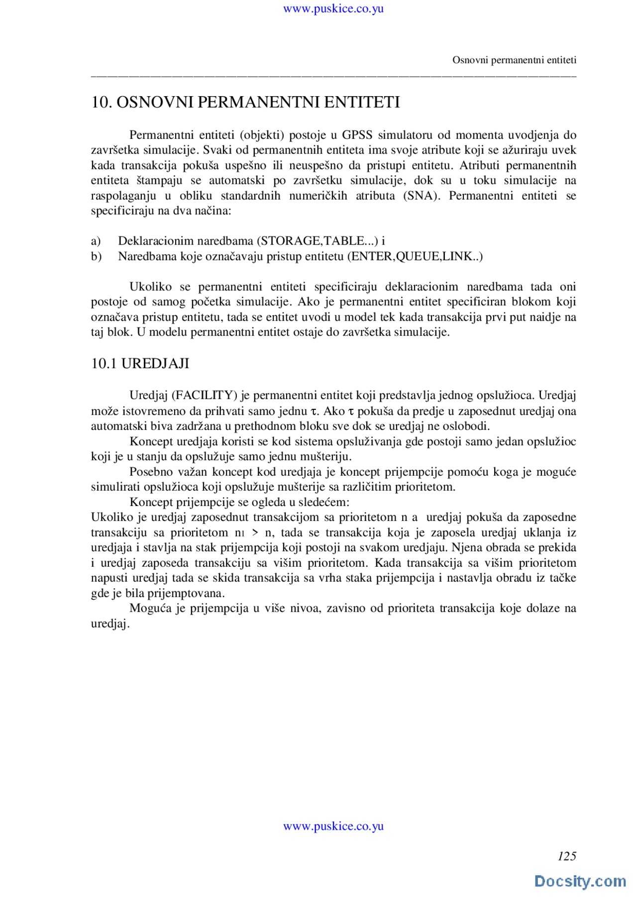 Osnovni Permanentni Entiteti Skripta Simulacija I Simulacioni Sistemi