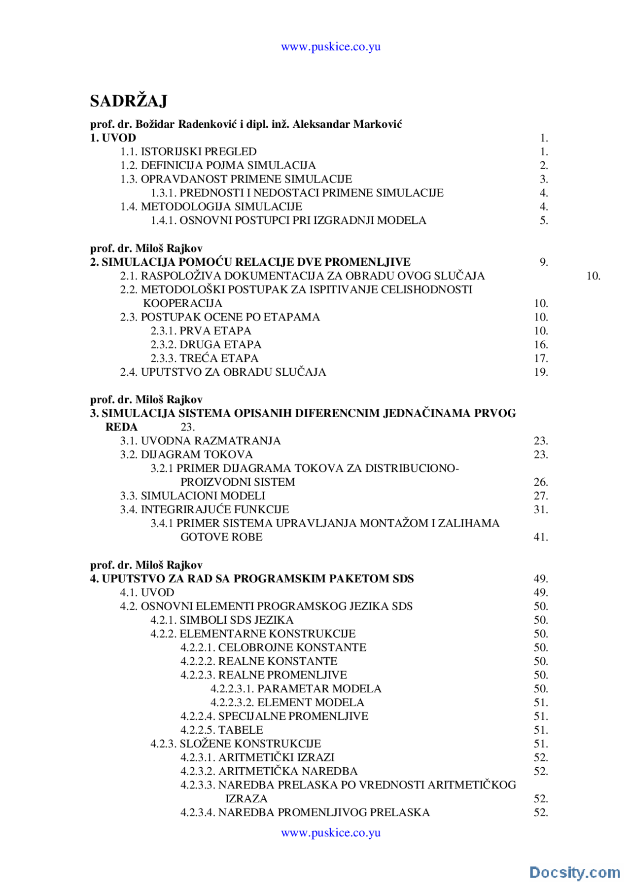 Sadrzaj Skripta Simulacija I Simulacioni Sistemi Informacioni Sistemi I