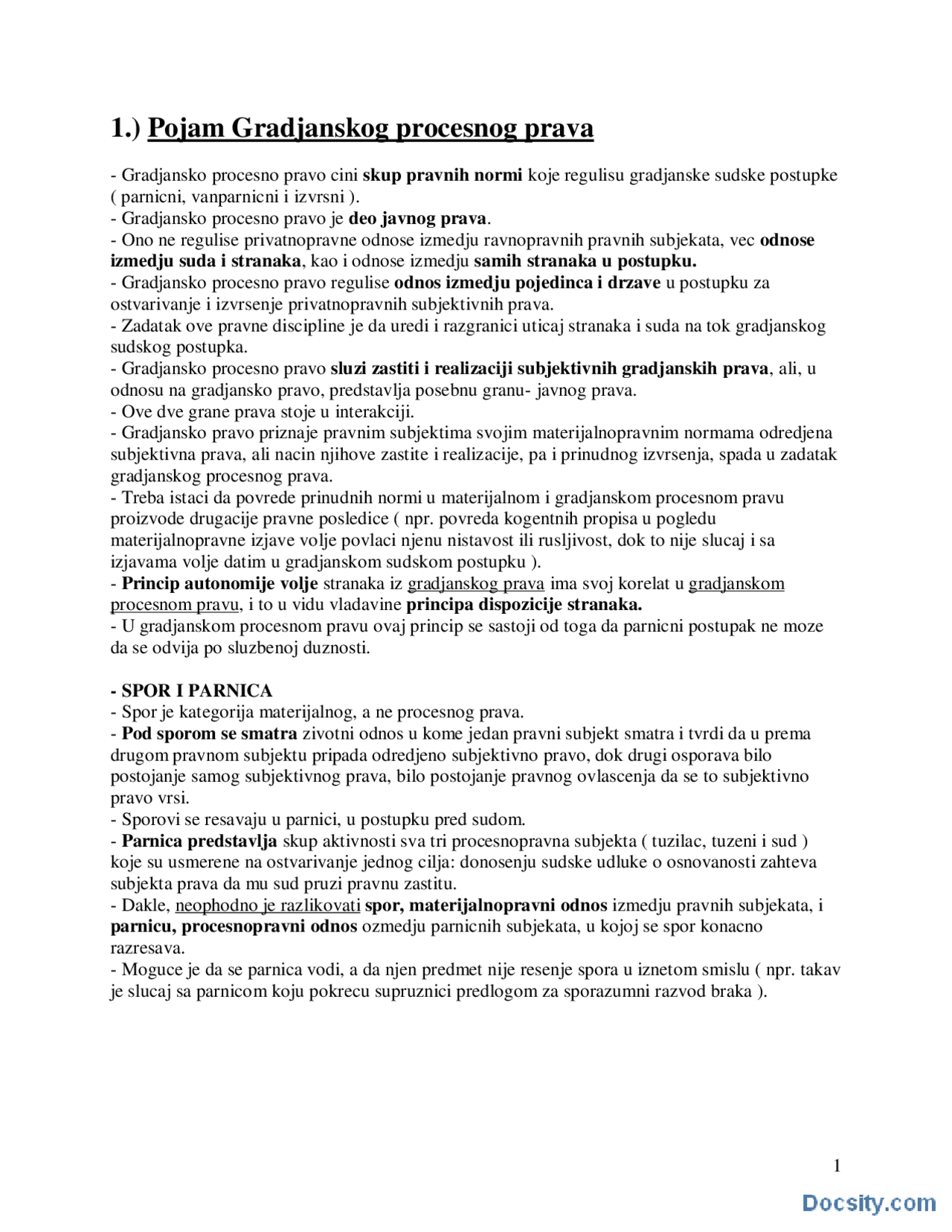 Gra ansko proceso pravo-Skripta-Beleska-Pravo | Rezime' predlog Građansko procesno pravo - Docsity