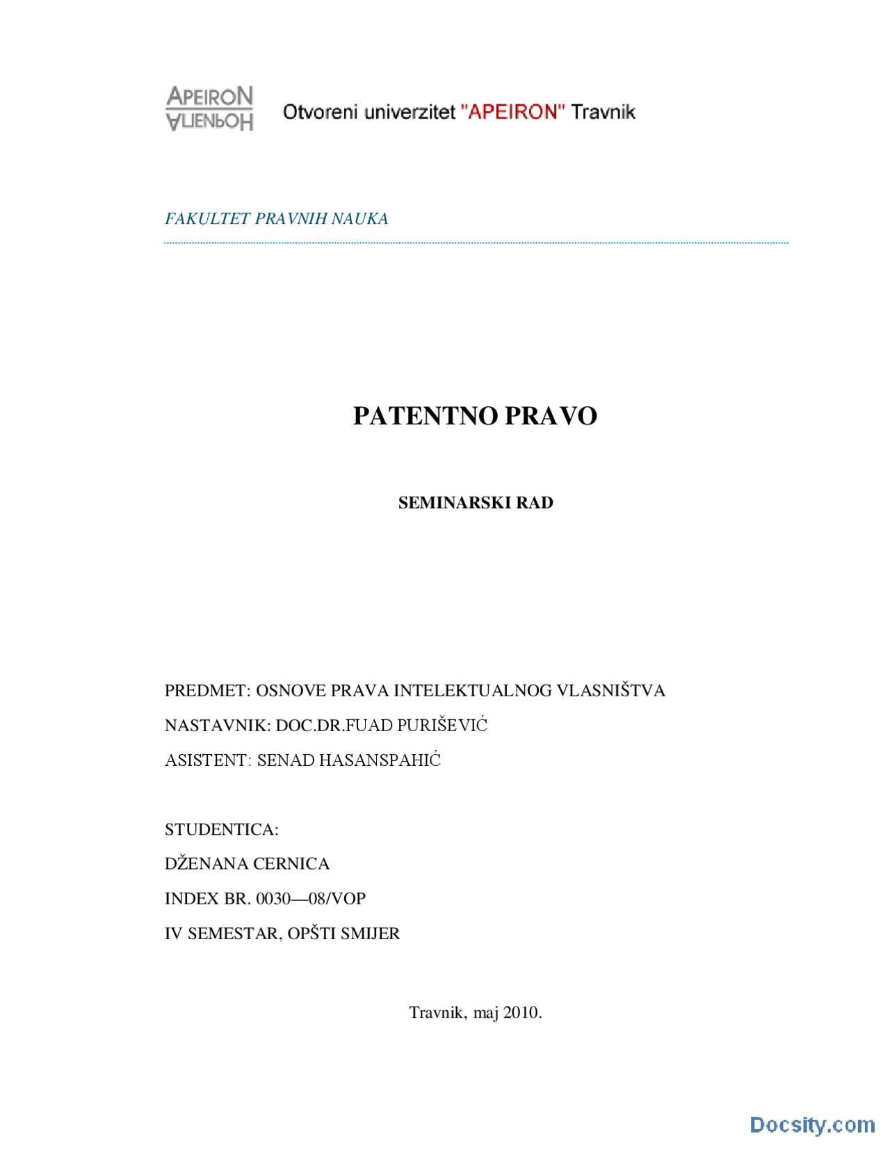 Patentno Pravo Fgsgs Skripta Pravo Rezime Predlog Pravo Docsity