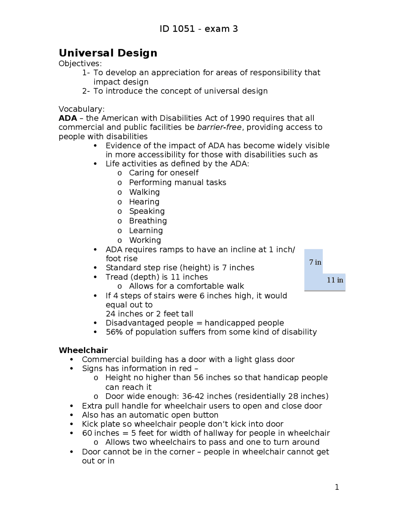 Universal Design - Study Guide Exam 3 | ID 1051 - Docsity